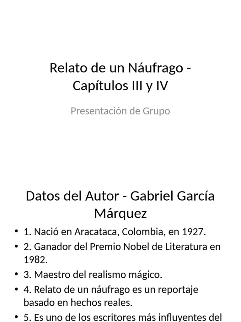 Relato de Un Naufrago Presentacion | PDF | Historia