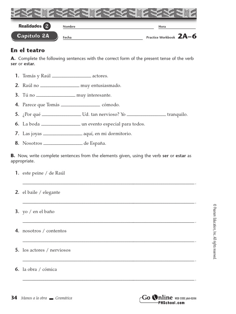 Realidades 2 Practice Workbook (2A) - 38 | PDF