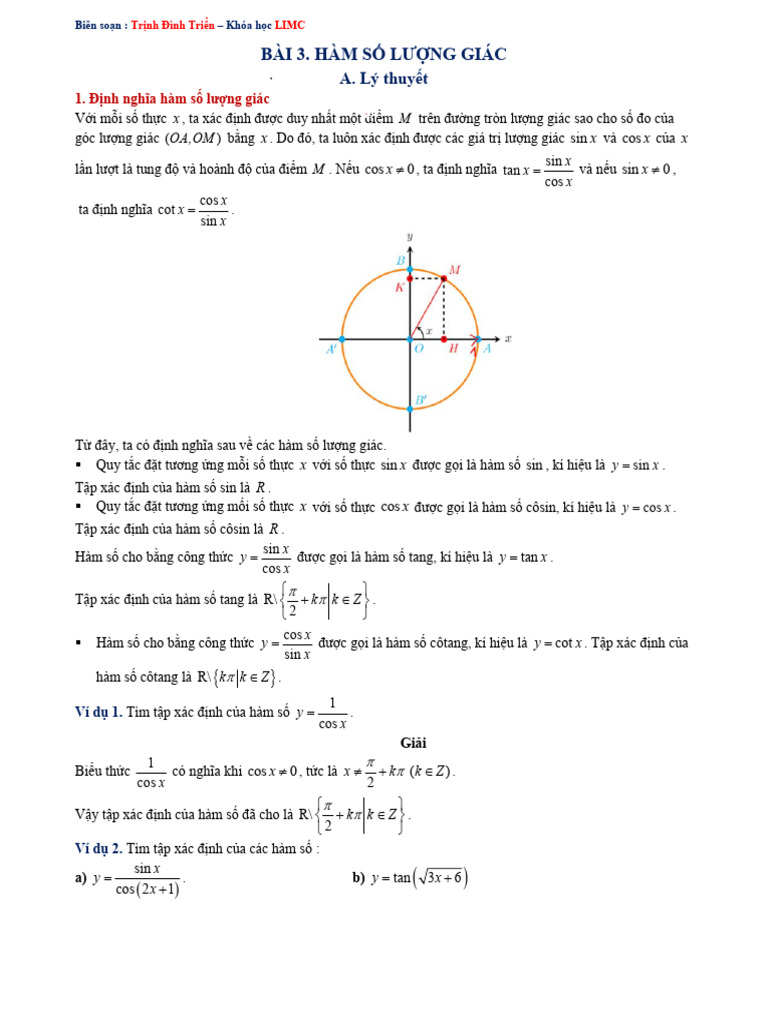 Bai 3 Ly Thuyet Ham So Luong Giac | PDF
