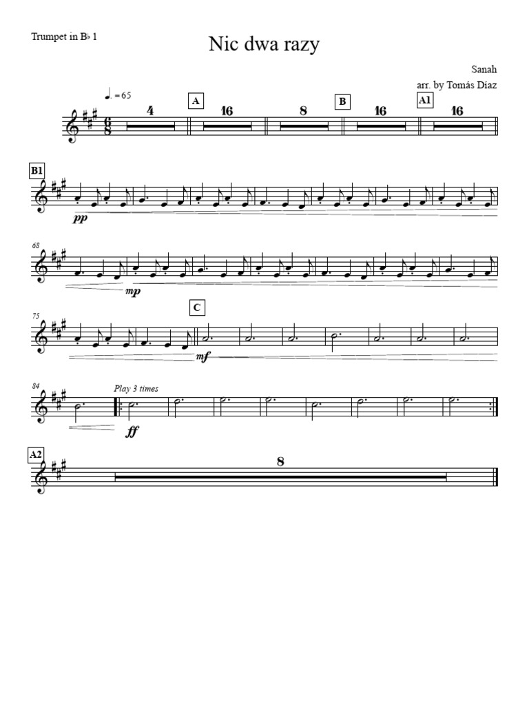 Nic Dwa Razy v2 (G) - Trumpet in BB 1 | PDF