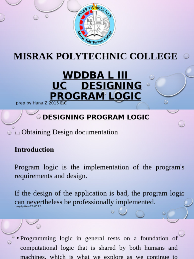 Designing Program Logic | PDF | Algorithms | Feasibility Study