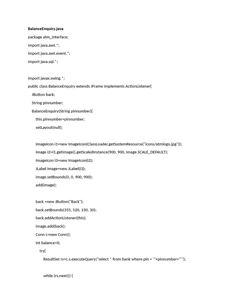 ATM interface | PDF | Personal Identification Number | Computer Programming ATM interface | PDF | Personal Identification Number | Computer Programming