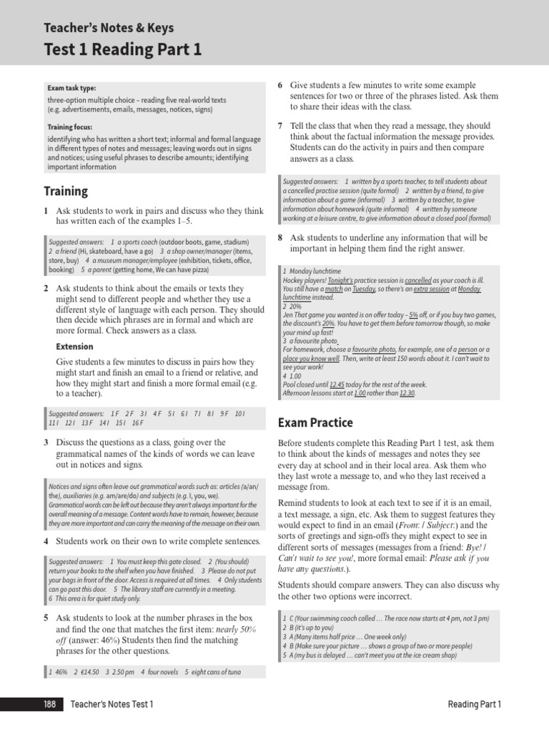 Teacher - Notes - and - Answer Key - Tests - 1 - and - 2 | PDF | Verb ...