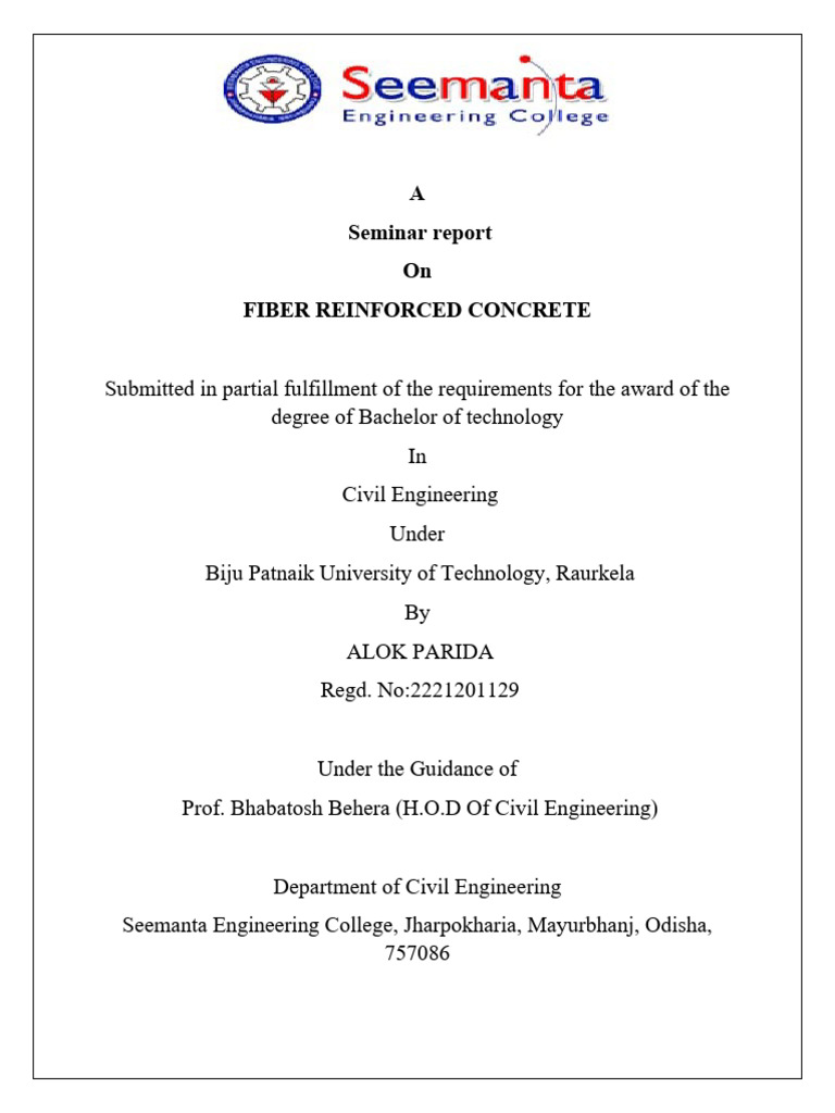 ALOK PARIDA 7th Sem Report | PDF | Concrete | Fracture