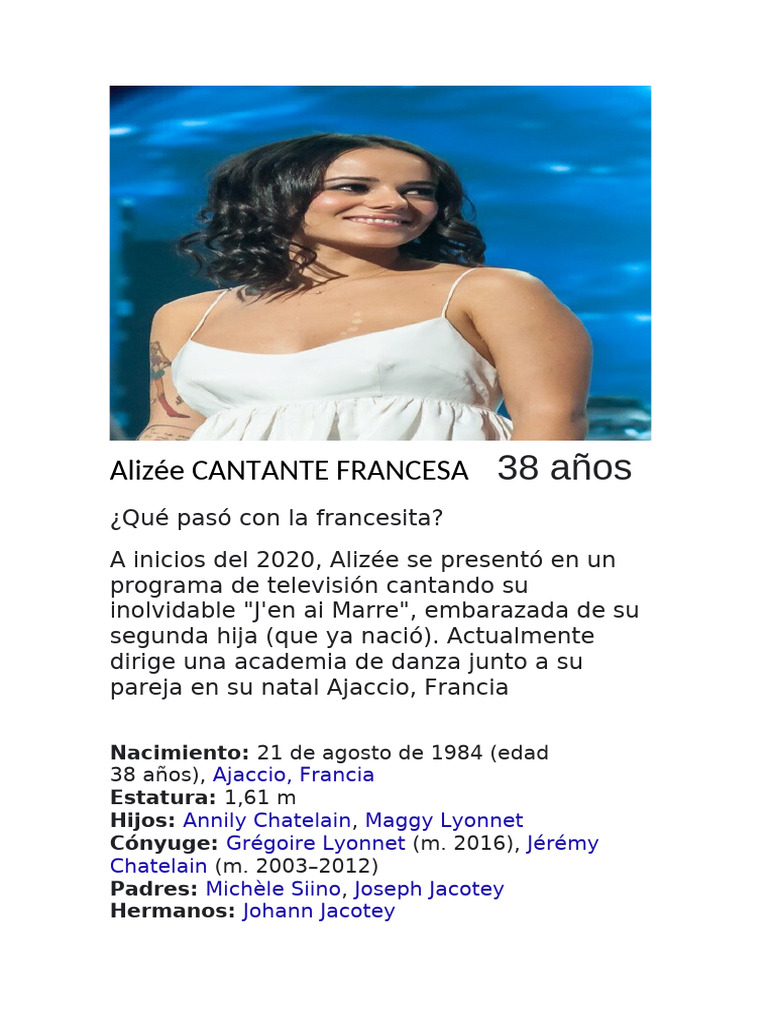 Alizée CANTANTE FRANCESA | PDF | Ciencias sociales | Estilo de vida