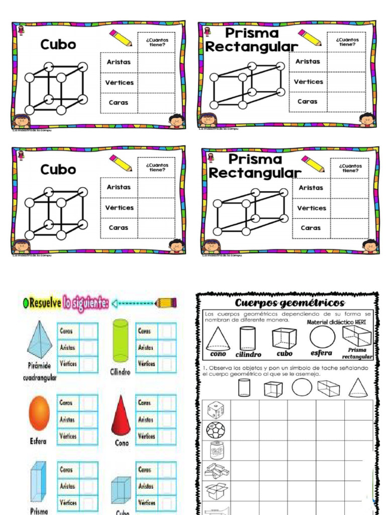Ficha de Cuerpos Geometricos | PDF