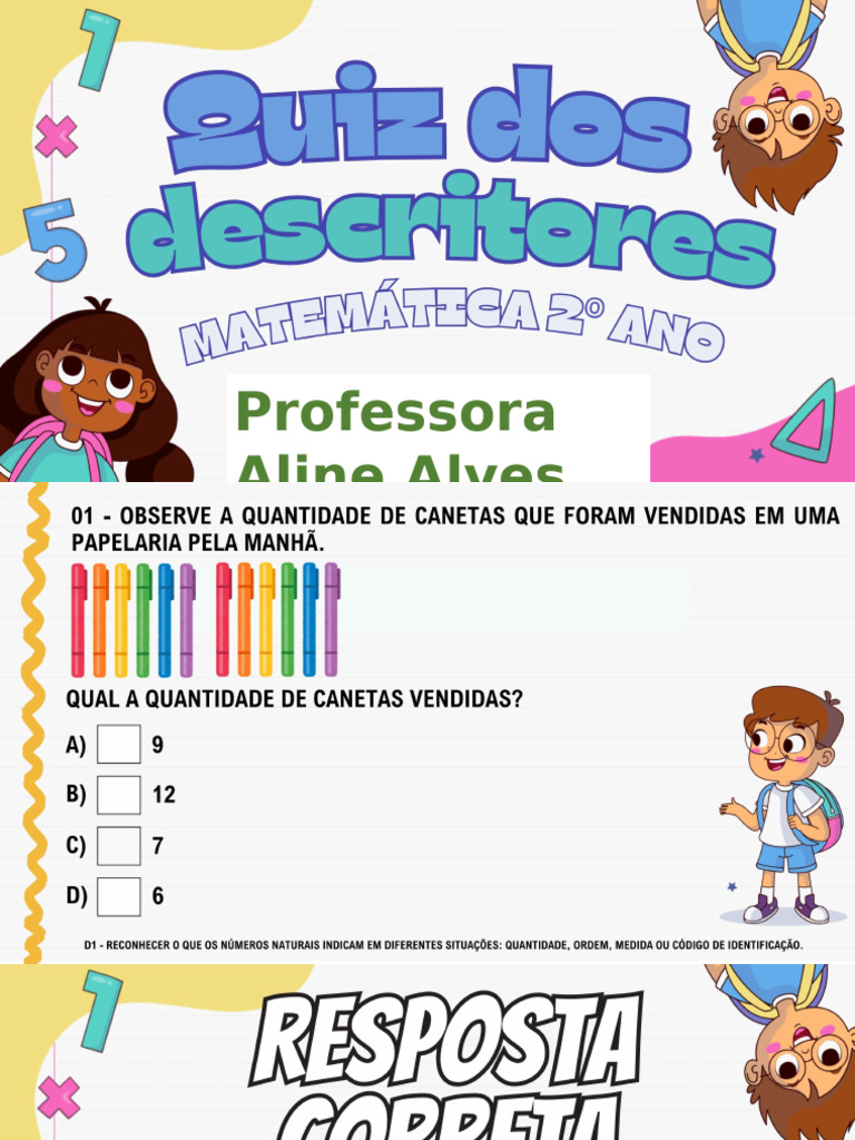 Quiz Dos Descritores - Matemática 2º Ano | PDF