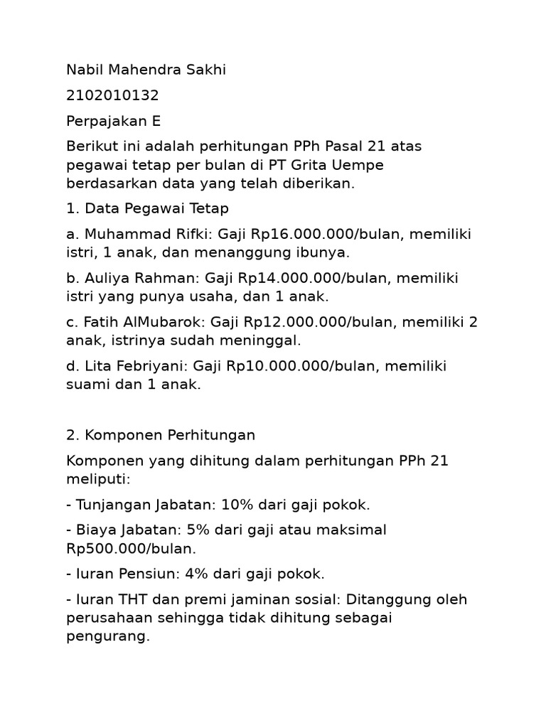 Nabil Mahendra Sakhi - 2102010132 - Tugas Perpajakan E | PDF