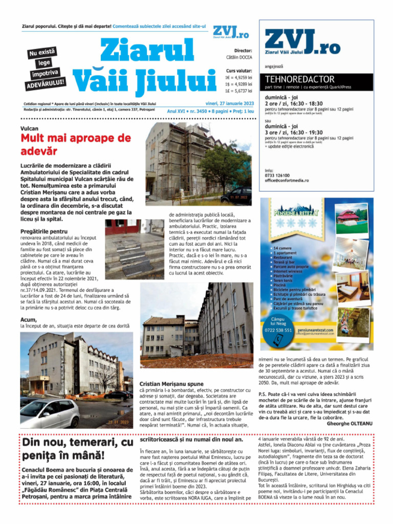 Ziarul Vaii Jiului 27.01.2023 | PDF