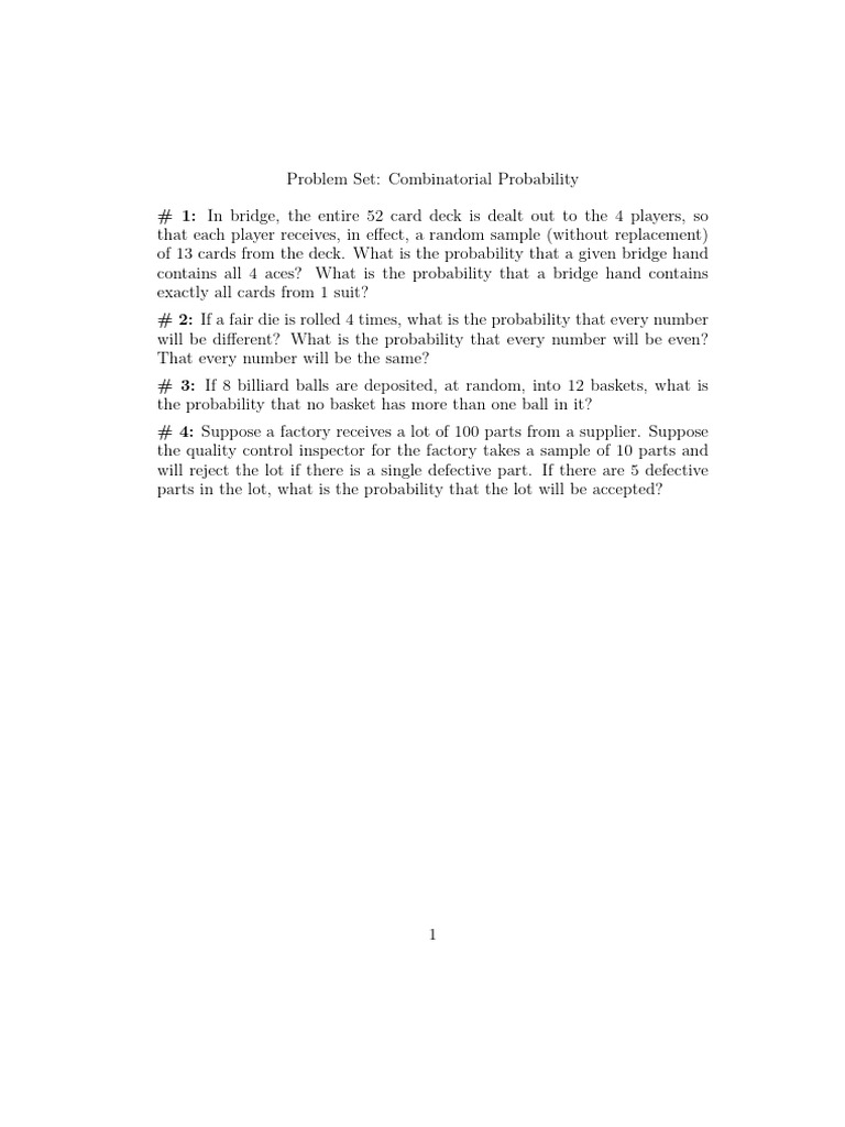 Combinatorial Probability Problems | PDF | Sports & Recreation | Games & Activities