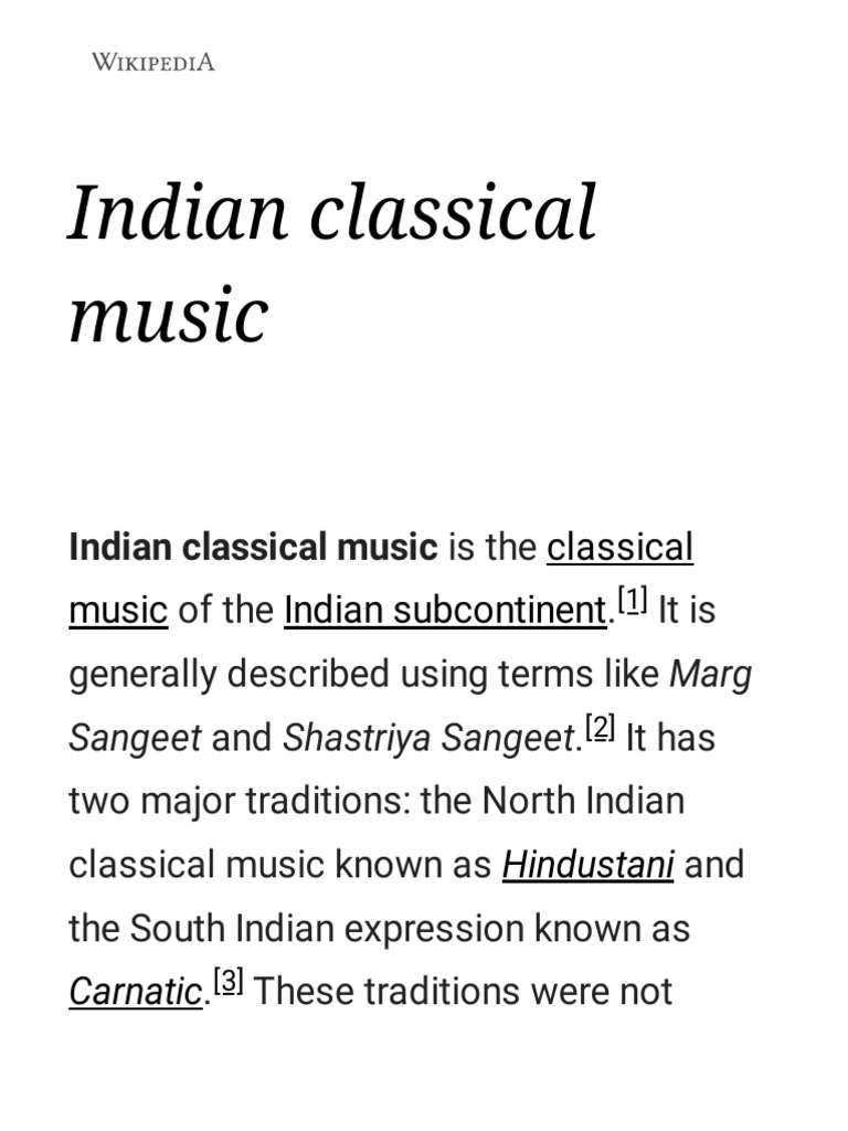 Indian Classical Music - Wikipedia | PDF | Classical And Art Music ...