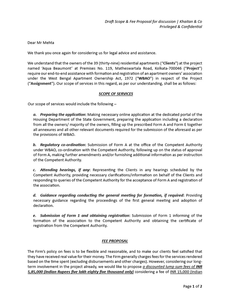 KCO-Draft Fee & Scope-Formation of Association | PDF | Justice | Crime ...