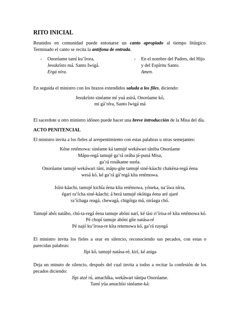 Rito Inicial y Acto Penitencial en Misa | PDF | Adoración Cristiana Y ...