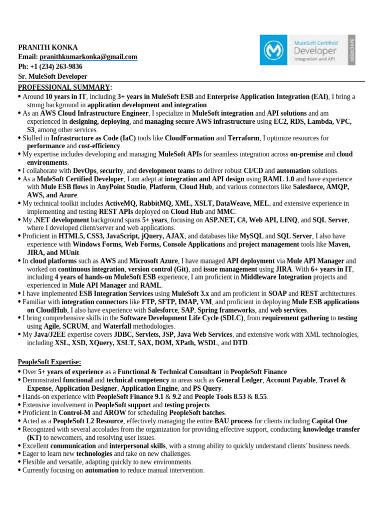 Pranith.K - Mulesoft Developer | PDF | Web Service | Amazon Web Services