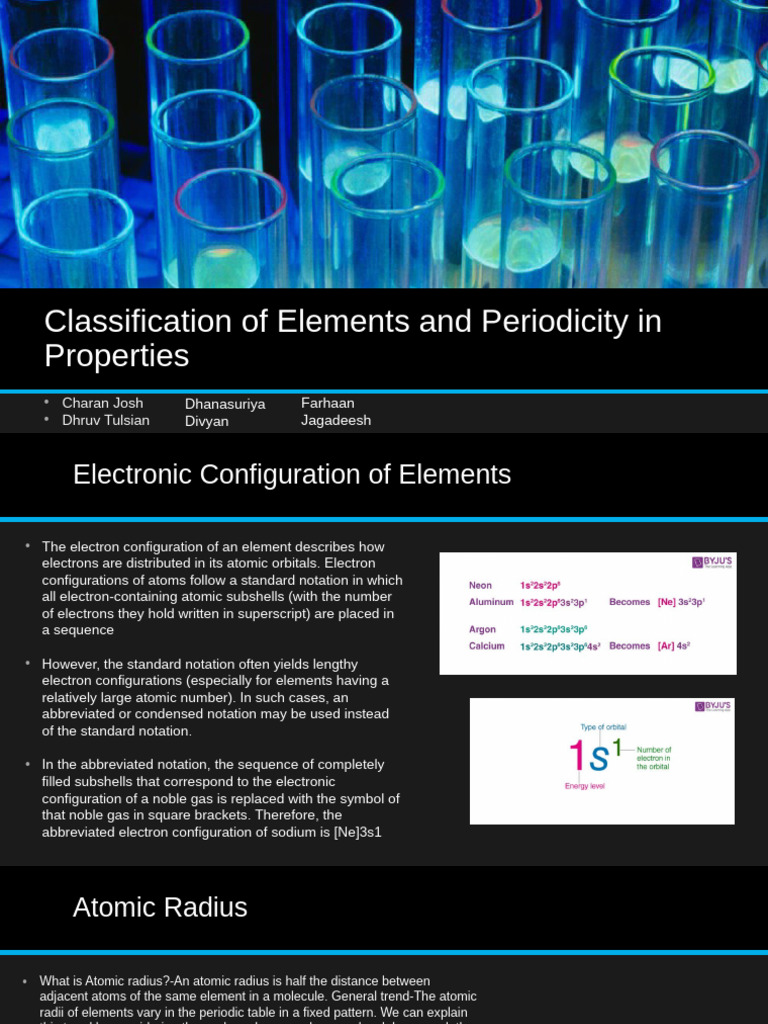 Classification of Elements and Periodicity in Properties | PDF ...