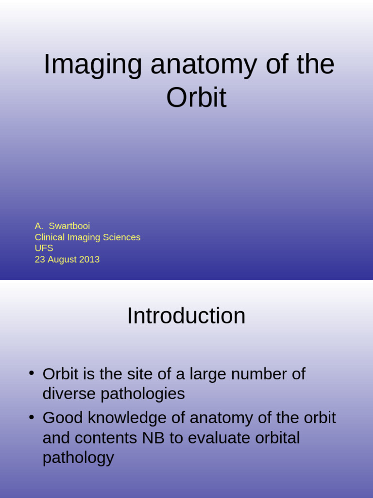 Orbit Imaging Anatomy and Pathologies | PDF | Human Anatomy | Human ...