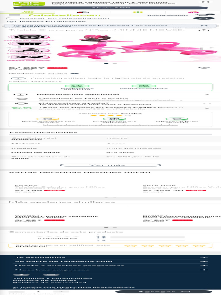 Triciclo Chavo para Niños MINNIE MOUSE DISNEY | PDF