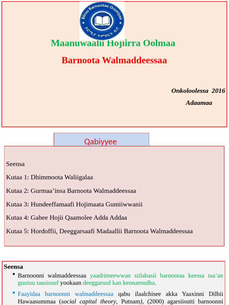 Barnoota Walmaddeessaa | PDF