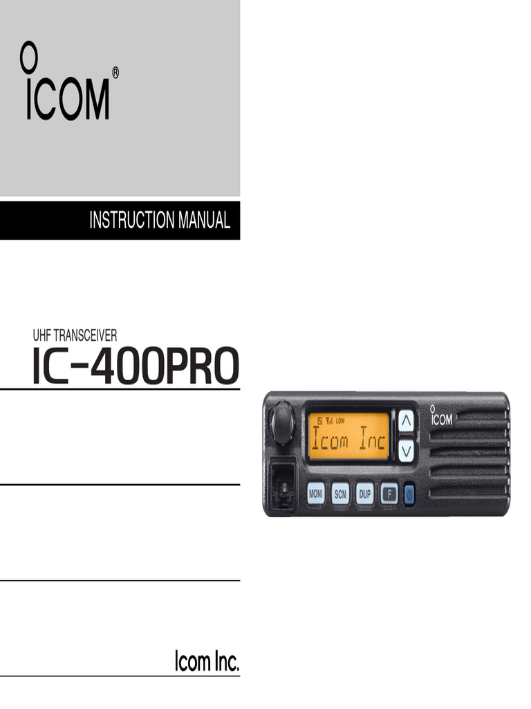 ICOM IC400PRO User Manual | PDF | Duplex (Telecommunications ...