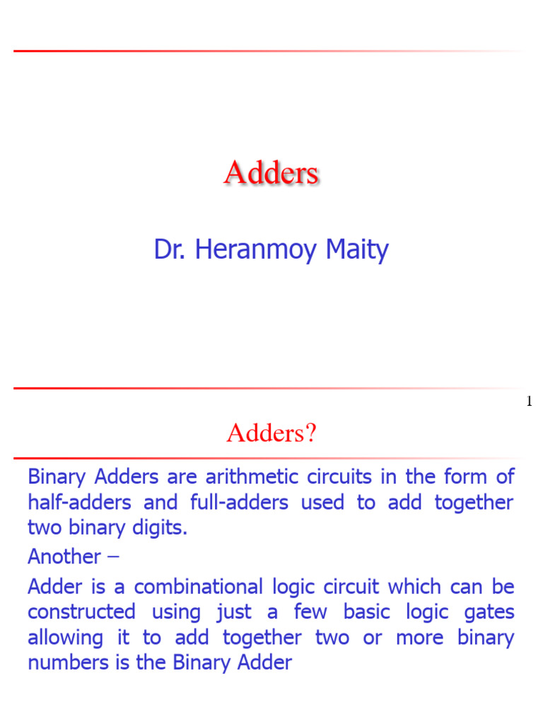 4 Adders Binary.ppt | PDF | Electronic Circuits | Digital Electronics