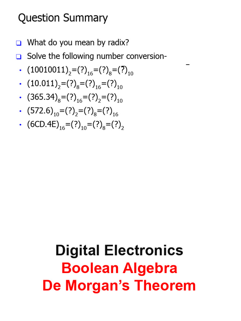 De Morgan's Theorem in Boolean Algebra | PDF | Boolean Algebra ...