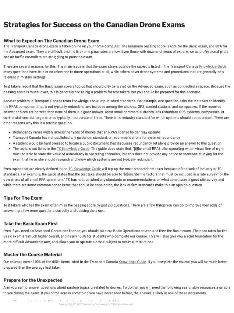 Tips For The Canada Drone Exams - FlightReady | PDF