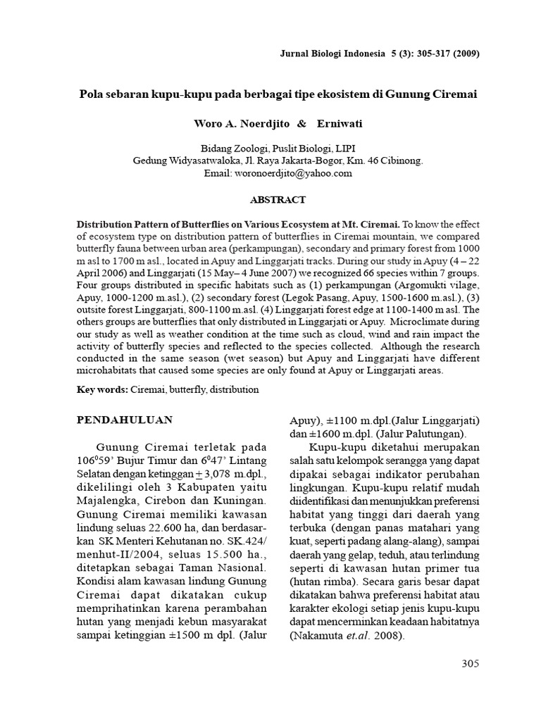 ID Pola Sebaran Kupu Kupu Pada Berbagai Tip | PDF | Sains & Matematika