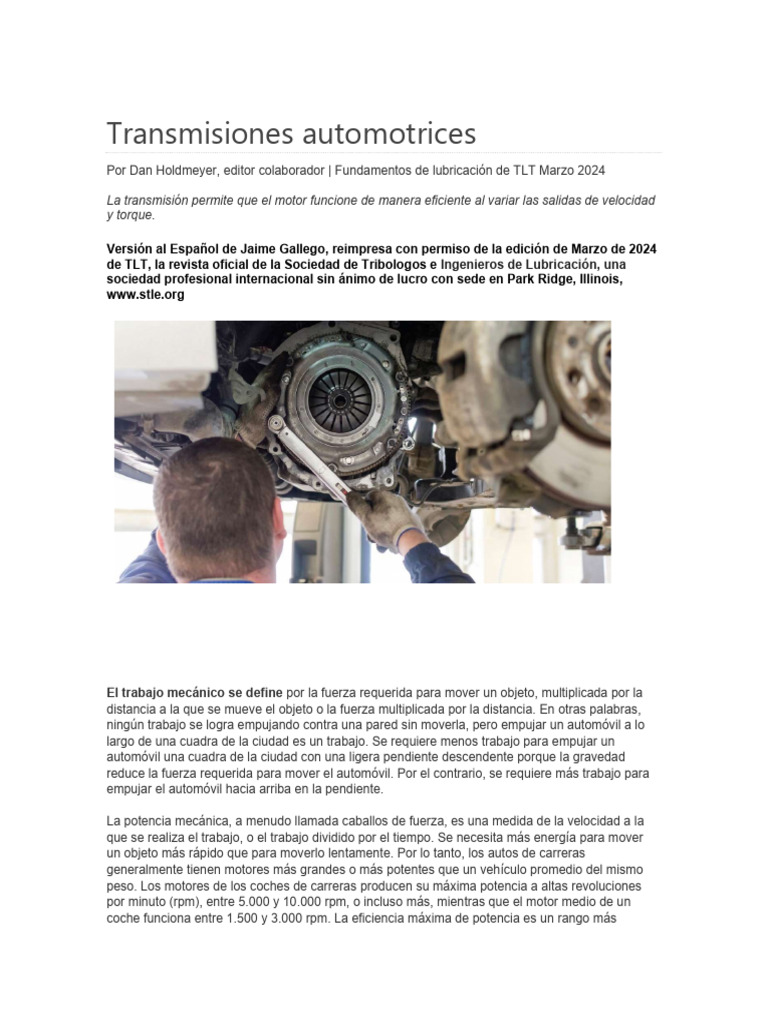 Transmisiones Automotrices | PDF | Embrague | Transmisión manual