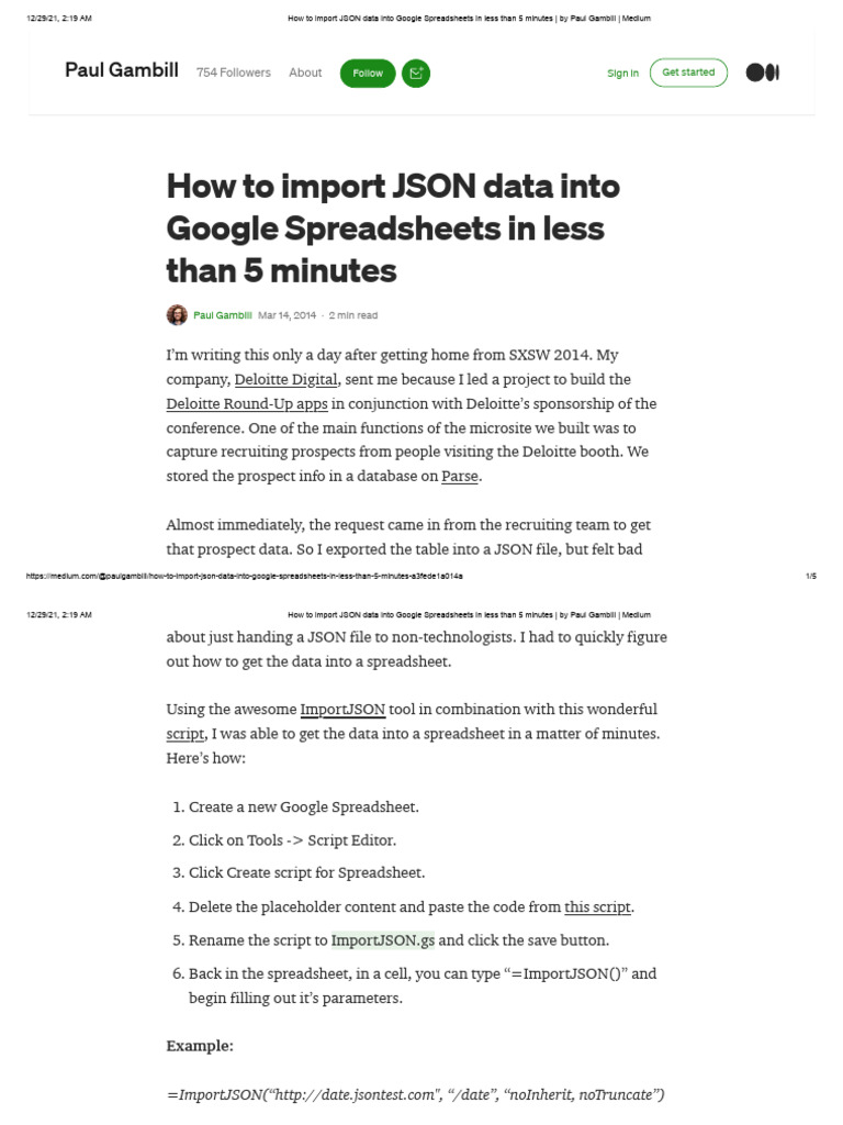 How To Import JSON Data Into Google Spreadsheets in Less Than 5 Minutes ...