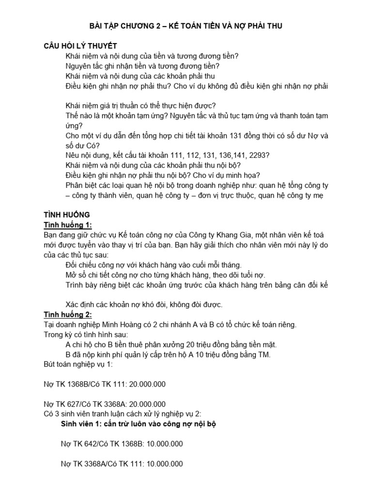 Chuong 2 Bai Tap 2020 | PDF