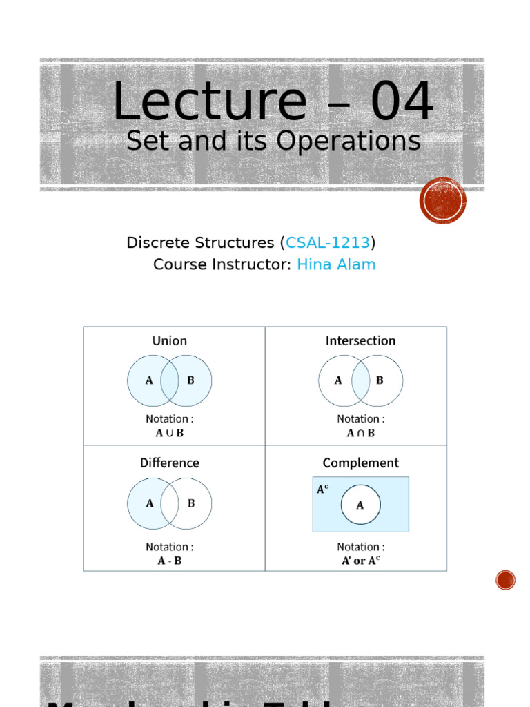Lecture 03 - Set and Operations | PDF | String (Computer Science) | Empty Set