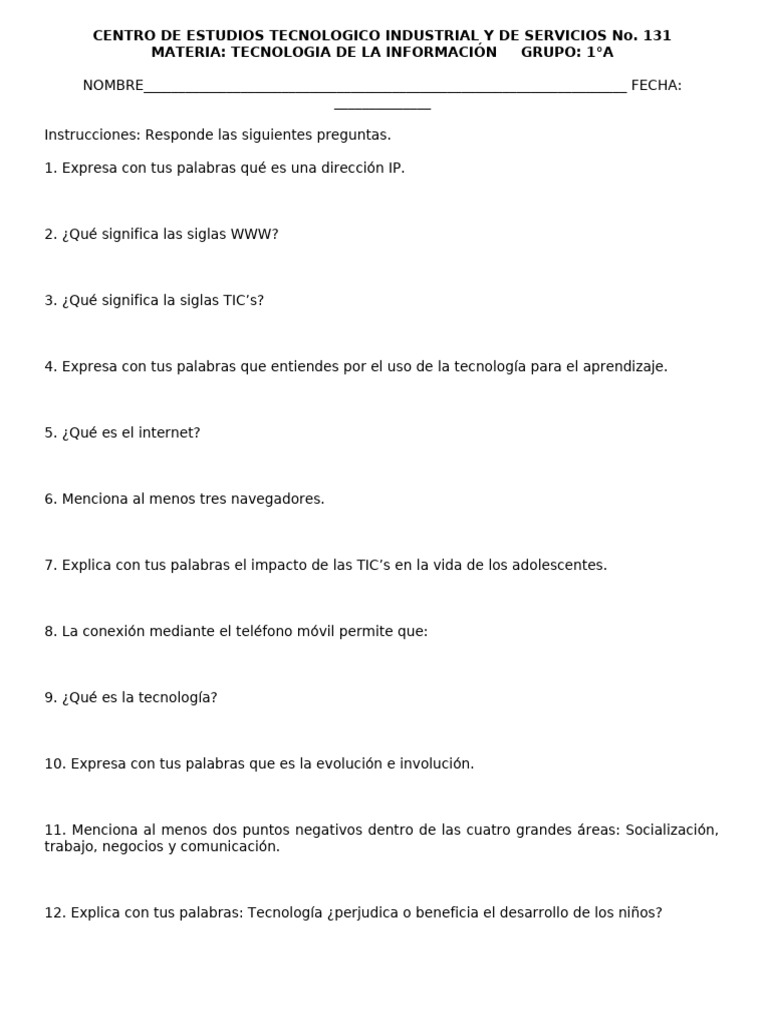 Examen TICs | PDF