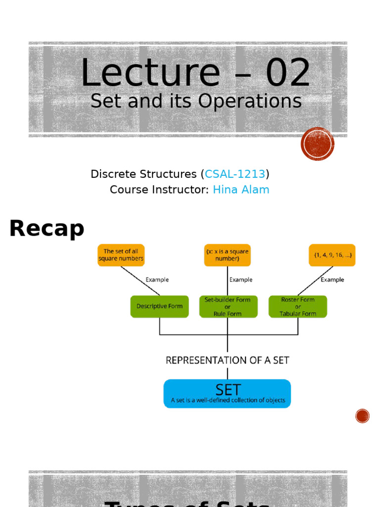 Lecture 01a - Set and Operations | PDF | Empty Set | Set (Mathematics)