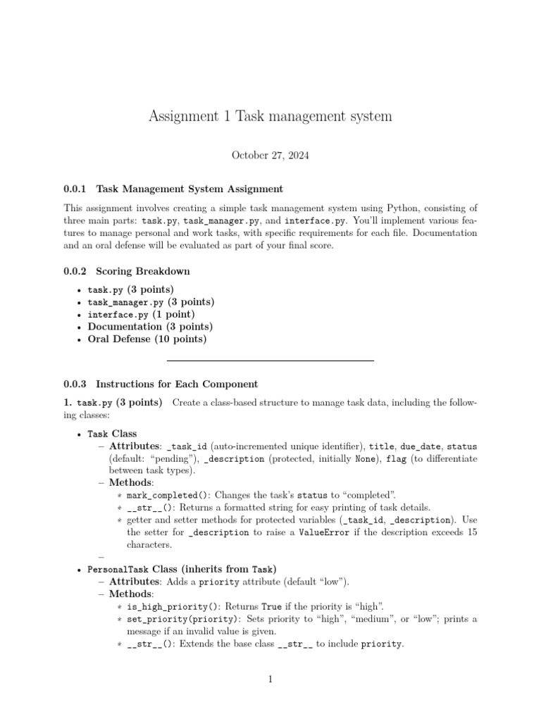 Assignment 1 Task Management System | PDF | Computer Program | Programming