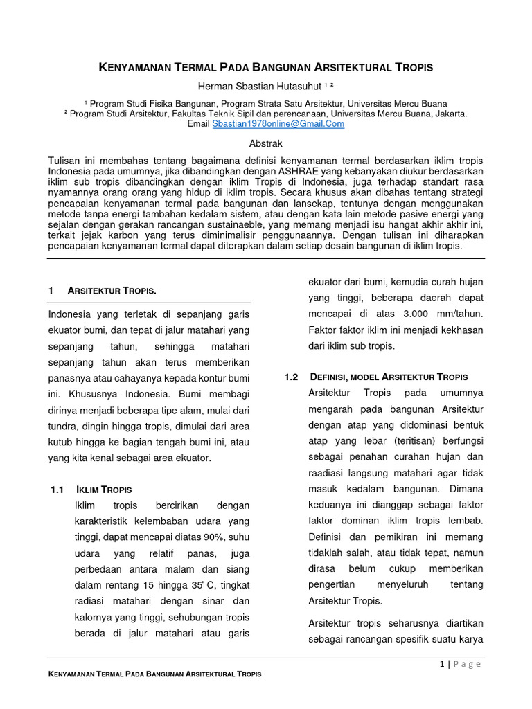 Kenyamanan Termal Pada Bangunan Arsitekt | PDF