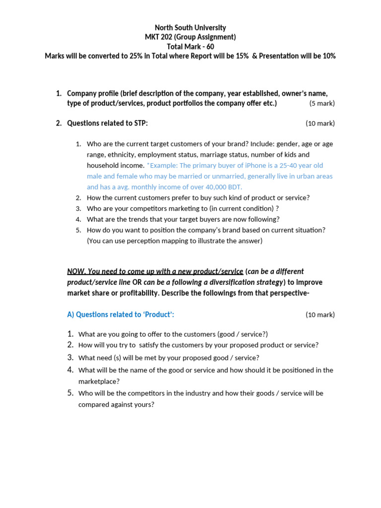MKT-202-Group-Assignment-Requirement | PDF | Marketing | Prices