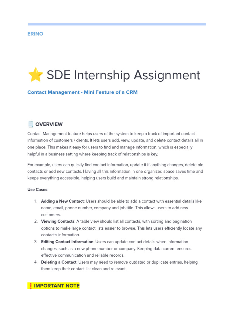 SDE Internship Assignment | PDF | Databases | Information