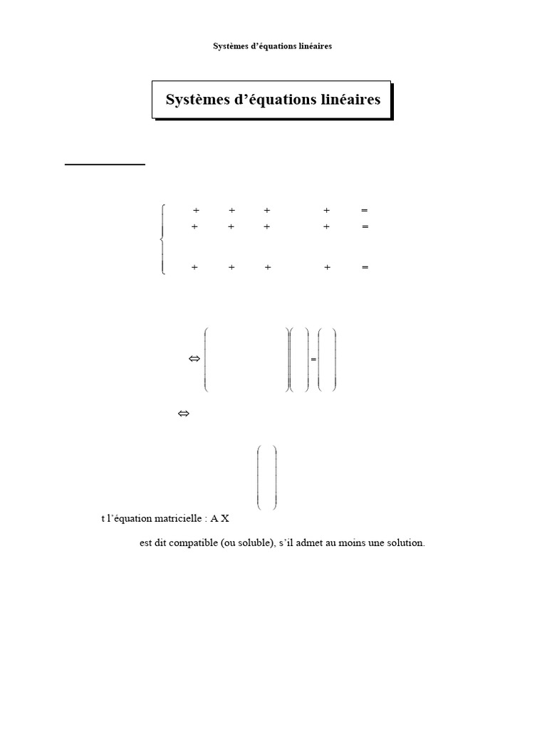 Systèmes d'équations linéaires et Cramer | PDF | Déterminant | Matrice ...