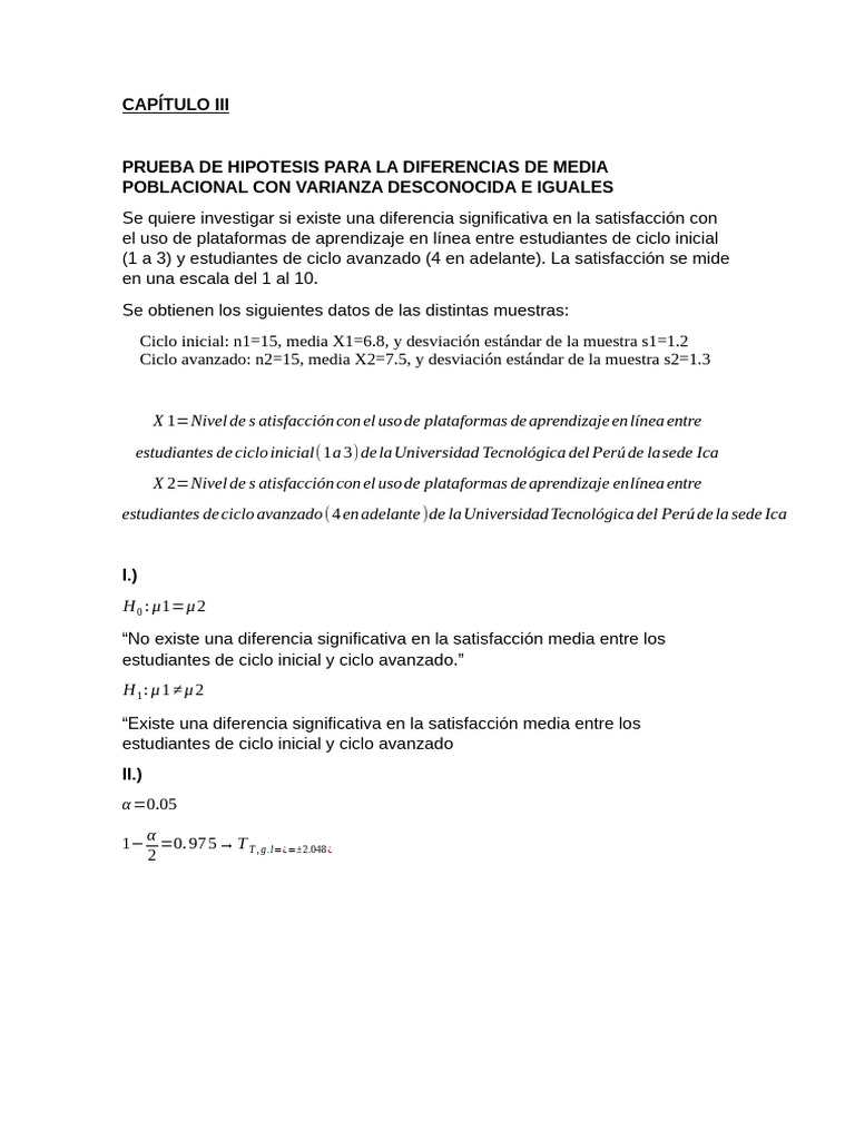 Prueba de Hipotesis Dif Medias Varianza Desconocida Iguales y ...