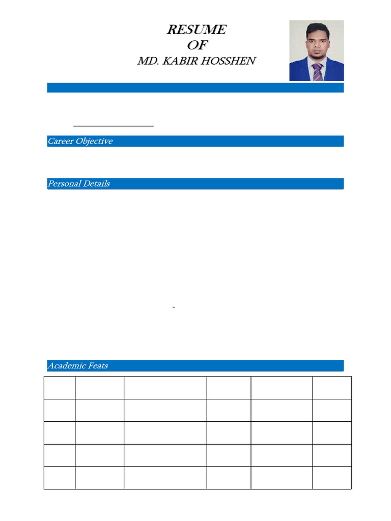 Cv of. KABIR HOSSHEN- | PDF | Human Communication