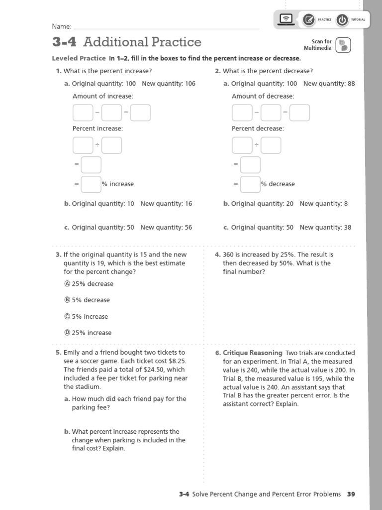 3-4 - Printable Additional Practice | PDF | Fee | Economies