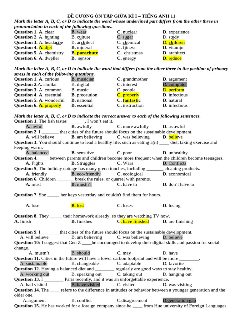 ĐỀ CƯƠNG CHÍNH THỨC L11 | PDF | Physical Fitness