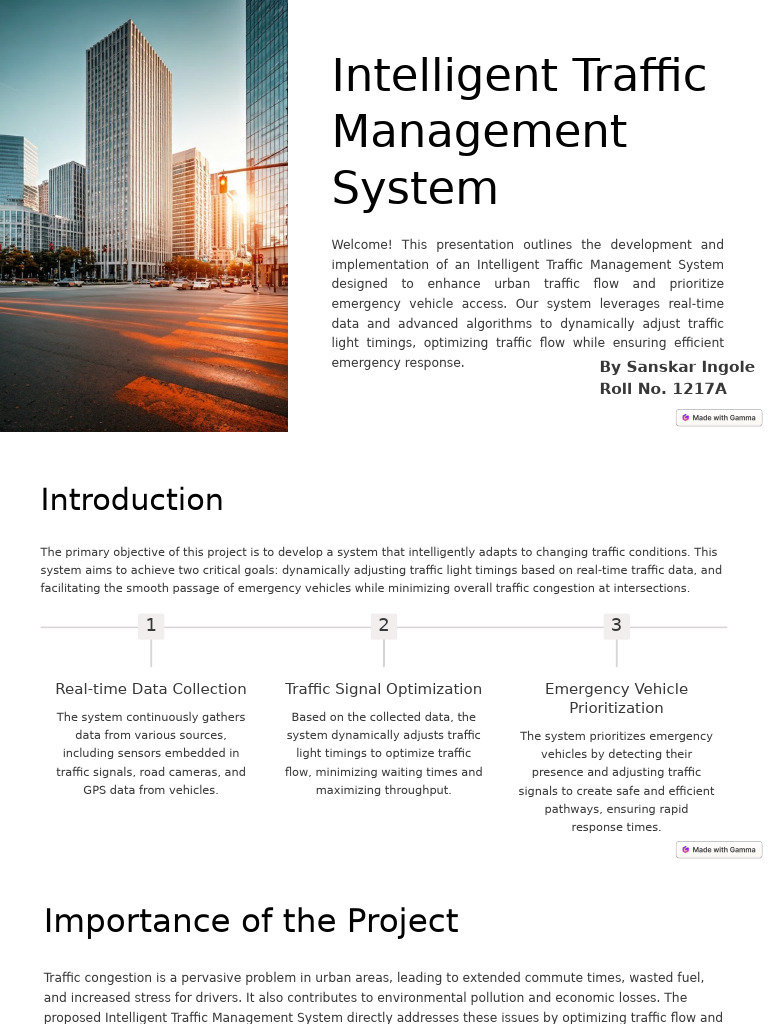 Intelligent Traffic Management System | PDF | Traffic | Traffic Light
