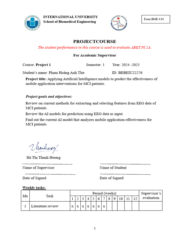 Form - BME - Project - Supervisor - Project1 - 2024 - Revised - Docx ...