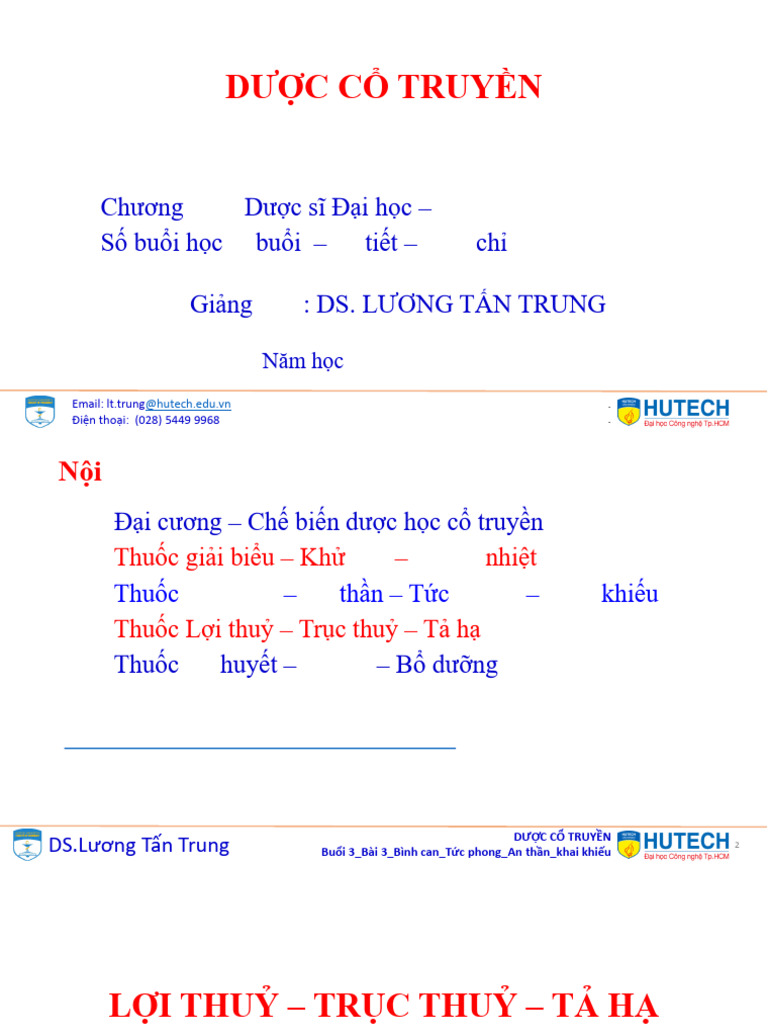 BÀI 4 L I-THU TR C-THU T - H Duoc-Hutech-HK-2A 2024 | PDF