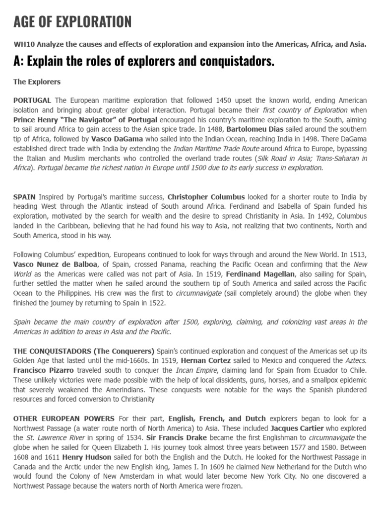 Age of Exploration Reading-Tempesta 2023-2024 | PDF | Atlantic Slave ...