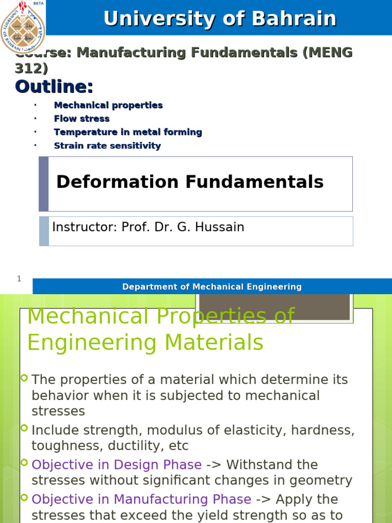 Deformation Fundamentals | PDF | Deformation (Engineering) | Strength Of Materials
