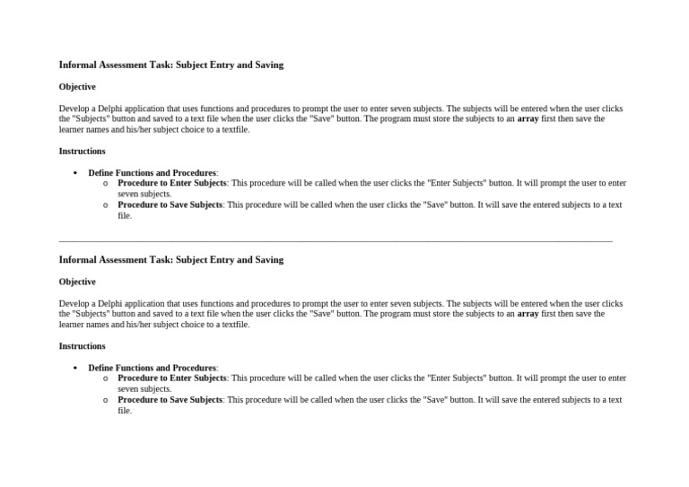 Informal Assessment Task | PDF