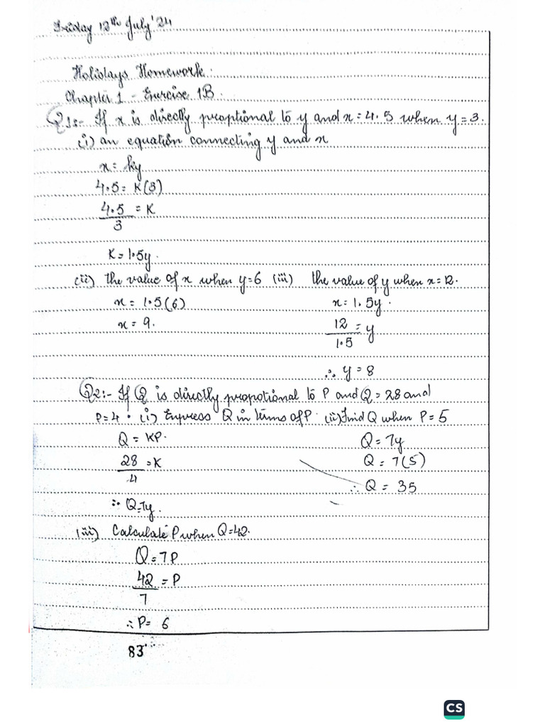 Maths Holiday Homework | PDF