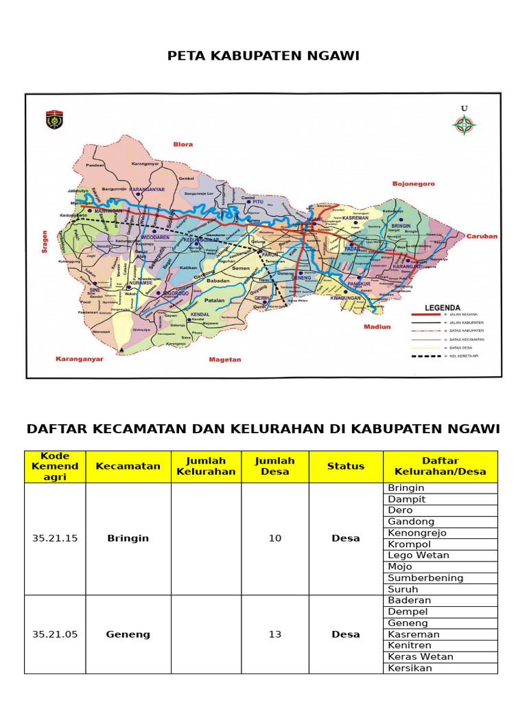 Peta Administrasi Kabupaten Ngawi | PDF